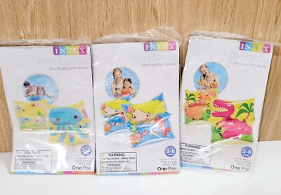 Set of 3 Inflatable Pool Arm Bands, Mermaid, Dinosaur, Sea Buddy, Intex ...