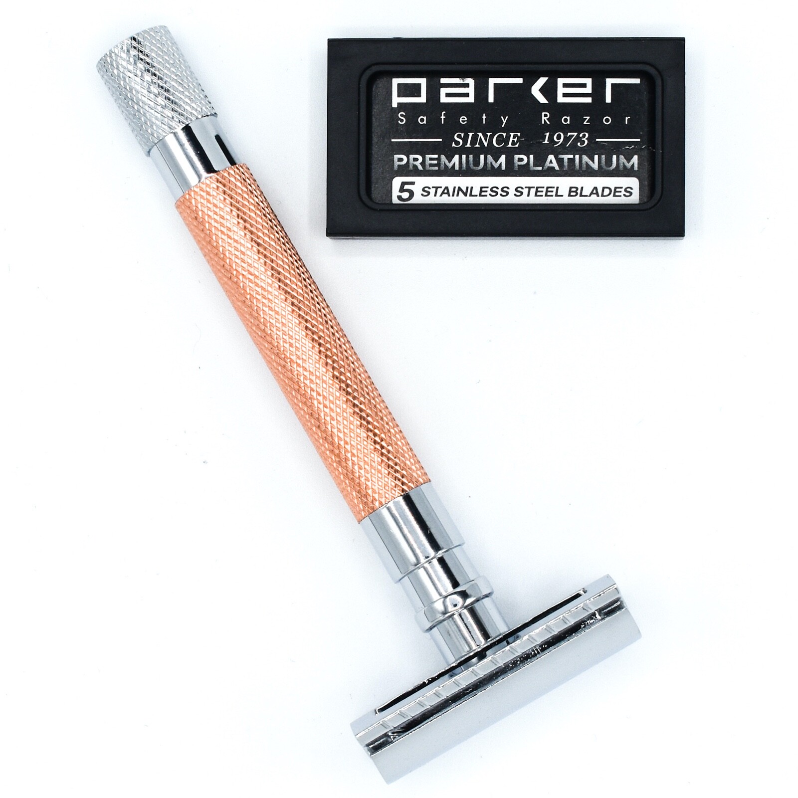 Parker 56R Rose Gold & Chrome 3 Piece Safety Razor & 5 Double Edge ...
