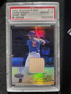 2002 Bowman’s Best #113 David Wright PSA 10 Authentic Game Used Bat ...