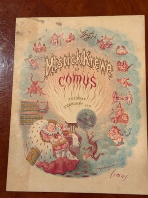 rare 1874 Comus ball Invitation Mardi Gras krewe favor MKC | eBay