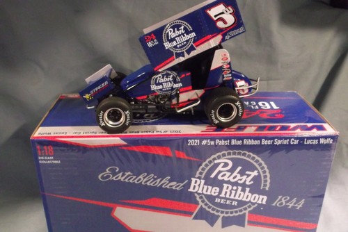 2021 LUCAS WOLFE PABST BLUE RIBBON BEER 1:18 ACME SPRINT CAR GMP OPEN ...