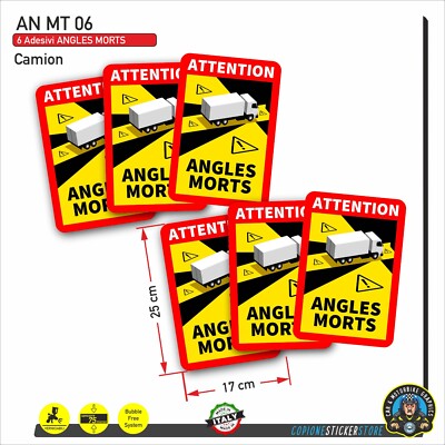 6 Stickers Truck Angle Dead Angles Morts Warning Attencion French MT 03 ...