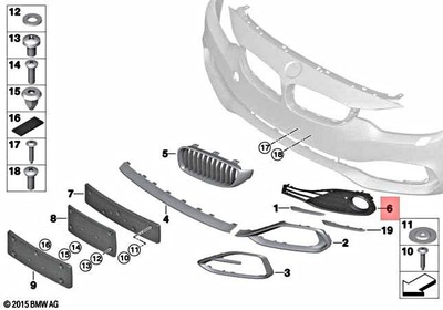 Genuine BMW F32 F33 Sport Line Open Grid Fog Light Grille Right OEM ...