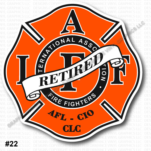IAFF Firefighter HELMET Decal 2" RETIRED Sticker Orange Black Wht ...