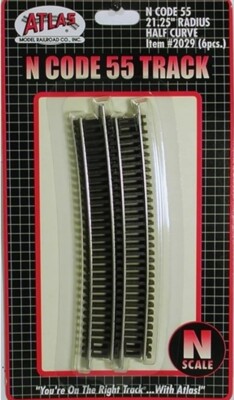 Atlas N Scale Code 55 Track 21.25″ Radius 1/2 Curve (6 Pieces) #2029 | eBay