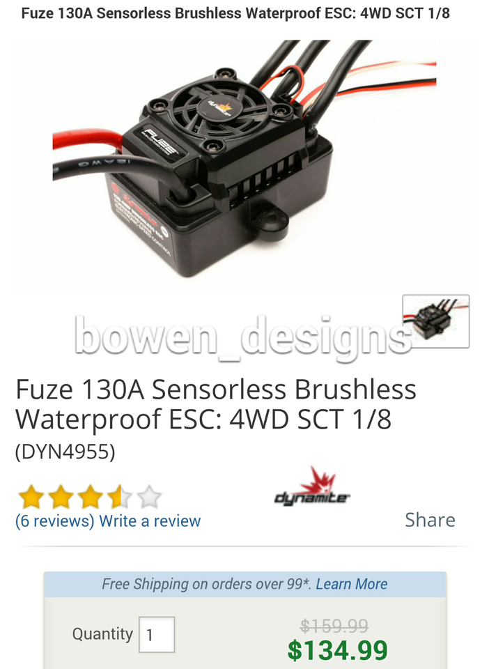 Losi Dynamite Fuze Combo 130a ESC Brushless 2800Kv Motor 10 Ten TLR ...