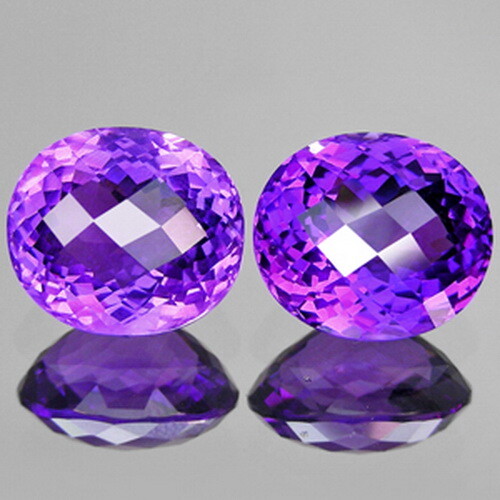 15.54cts 12x14mm Huge Oval Pair Purple Violet Natural Amethyst Loose ...