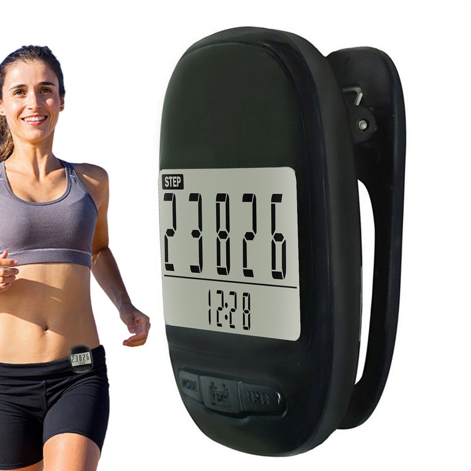 1x LCD Digital Simple Walking Distance Clip on Pedometer Step Counter ...