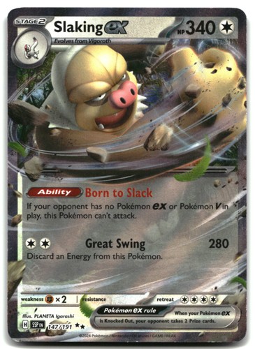 Pokemon Slaking ex - HOLO Double Rare SV08: Surging Sparks 147/191 MP ...