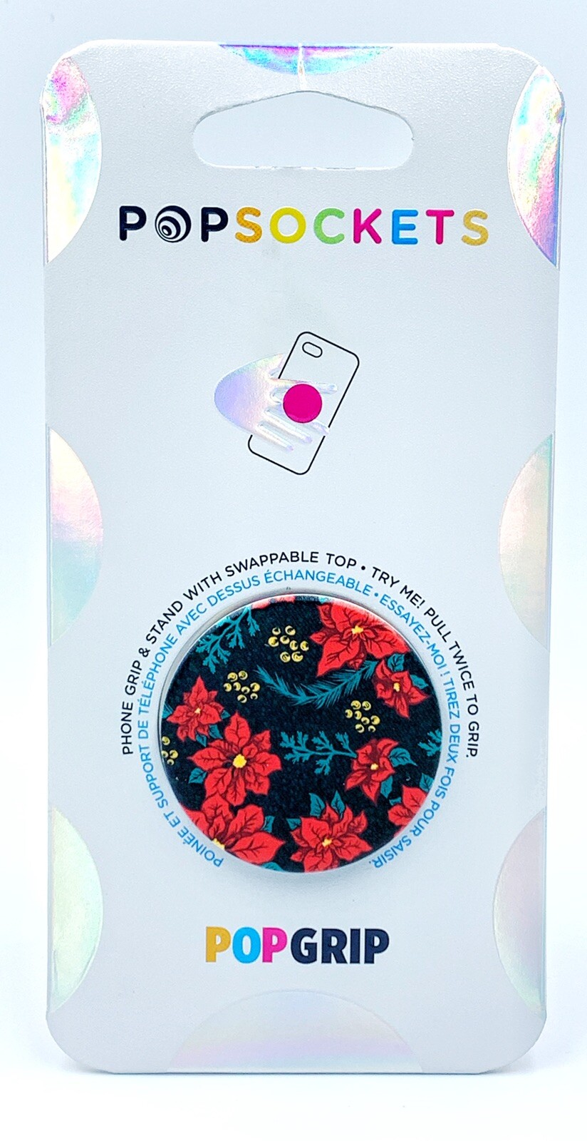 PopSockets Christmas Poinsettias Red Phone Grip PopSocket Pop Socket ...