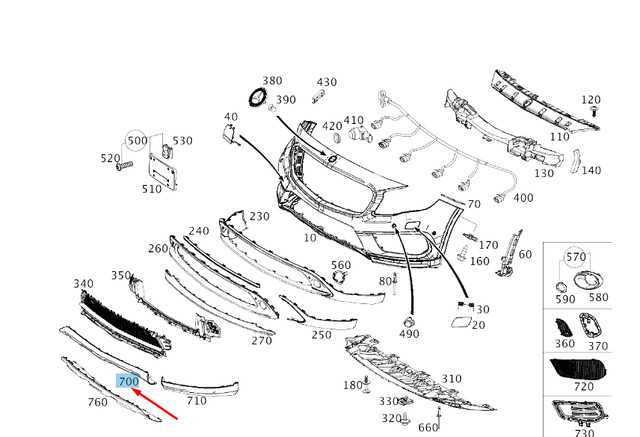 MERCEDES-BENZ GLA X156 Front Bumper Lower Trim Molding A1568859600 ...