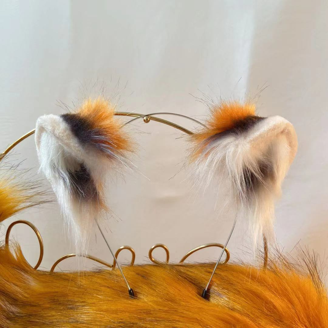 Red Panda Ear KC Simulation Animal Tail Wolf Cat Fox Ear HairBand ...