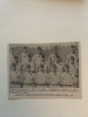 Atlanta Crackers Jimmy Dykes Chick Galloway 1919 Baseball Team Picture ...