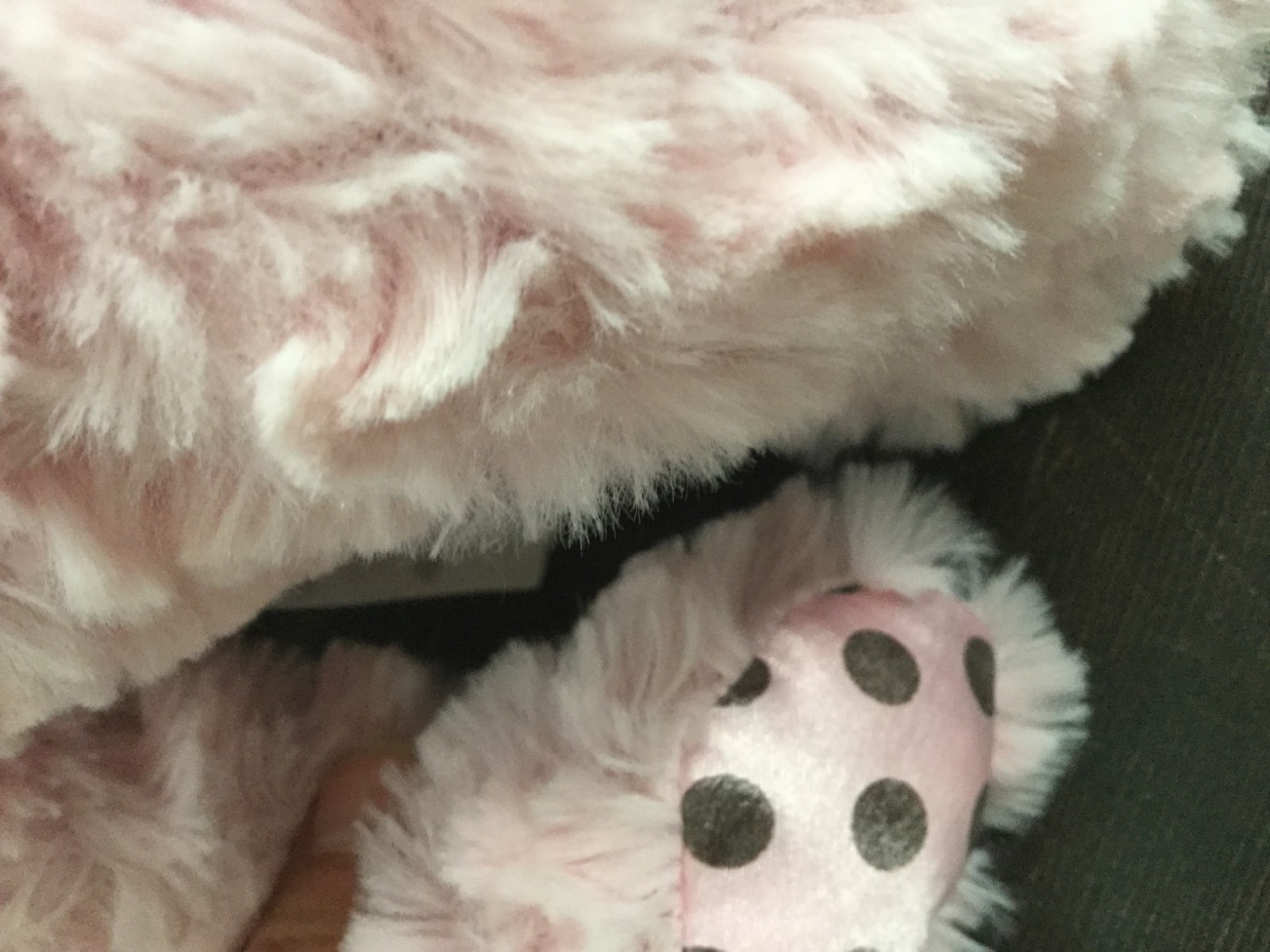 Pier 1 Imports Plush Bunny Rabbit Pink Cream Swirl Polka Dot Satin Bow ...