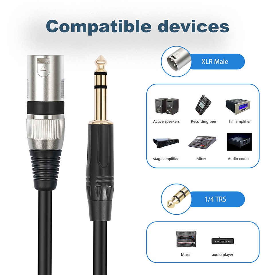 1/4 Inch to XLR Cable Quarter inch to XLR Male Balanced Interconnect ...