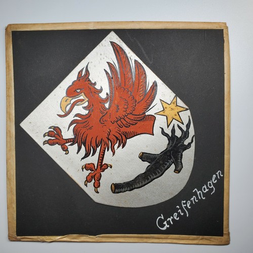 Original German WWI WW1 Pomerania Greifenhagen Grifino painted crest ...