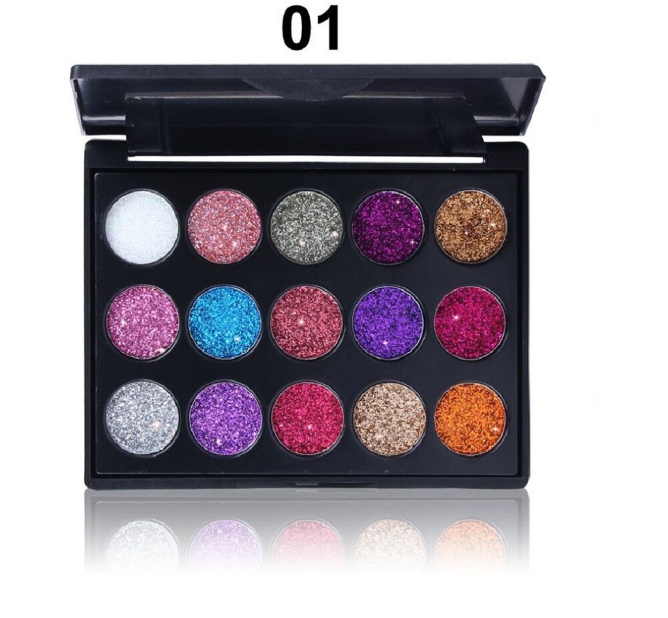 15-Color Matte & Shimmer Eyeshadow Palette – Glitter Eye Shadow Makeup ...