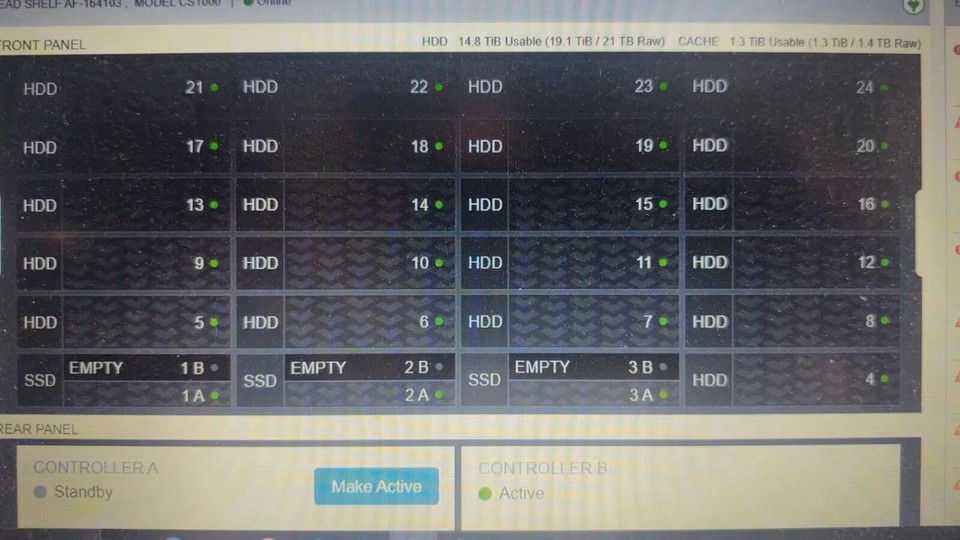 Nimble Storage SAN CS1000 21x 1TB SAS 3x 480GB SSD 10Gb NIC 21TB Array ...
