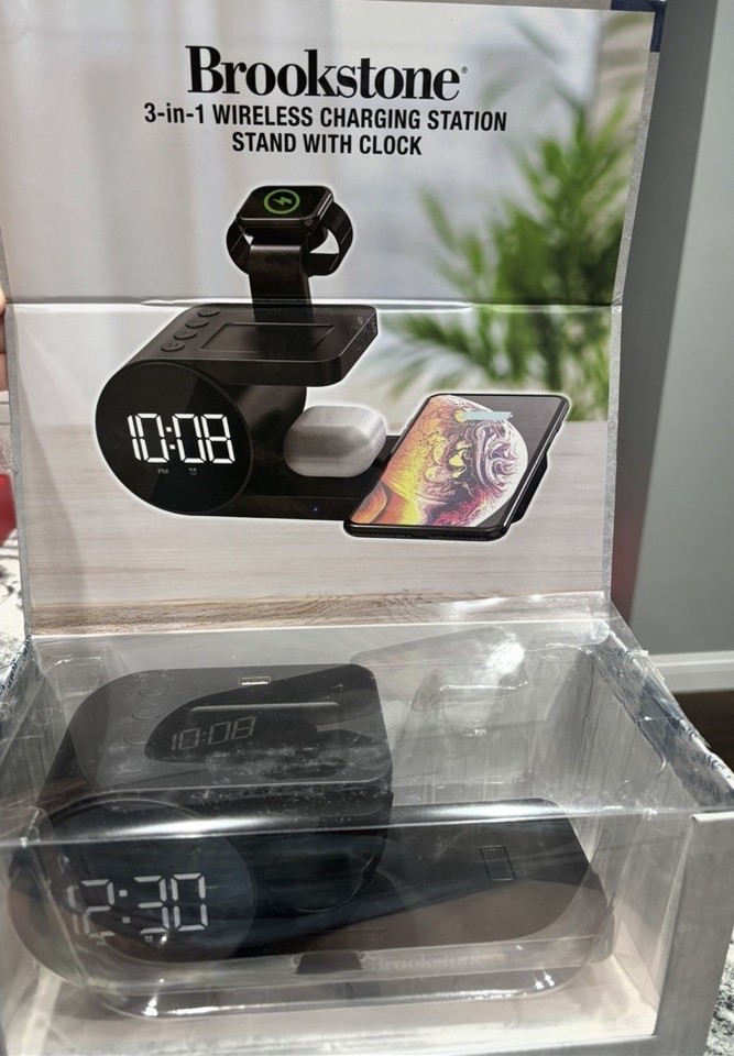 Brookstone 3 In 1 Wireless Charging Station With Clock | eBay