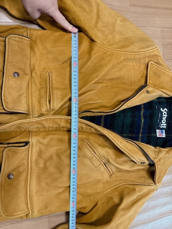 SCHOTT PERFECTO Yellow Nubuck Jacket 42 Size Leather Wool Blanket Men's ...
