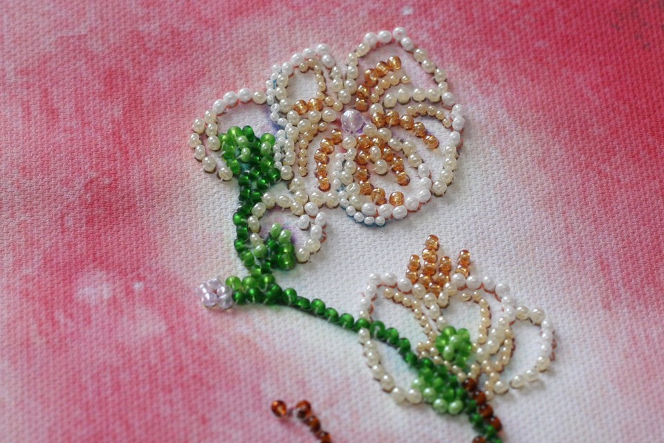 Flowers Sakura blossom Bead Embroidery Kit – DIY Beaded Home Decor Wall ...