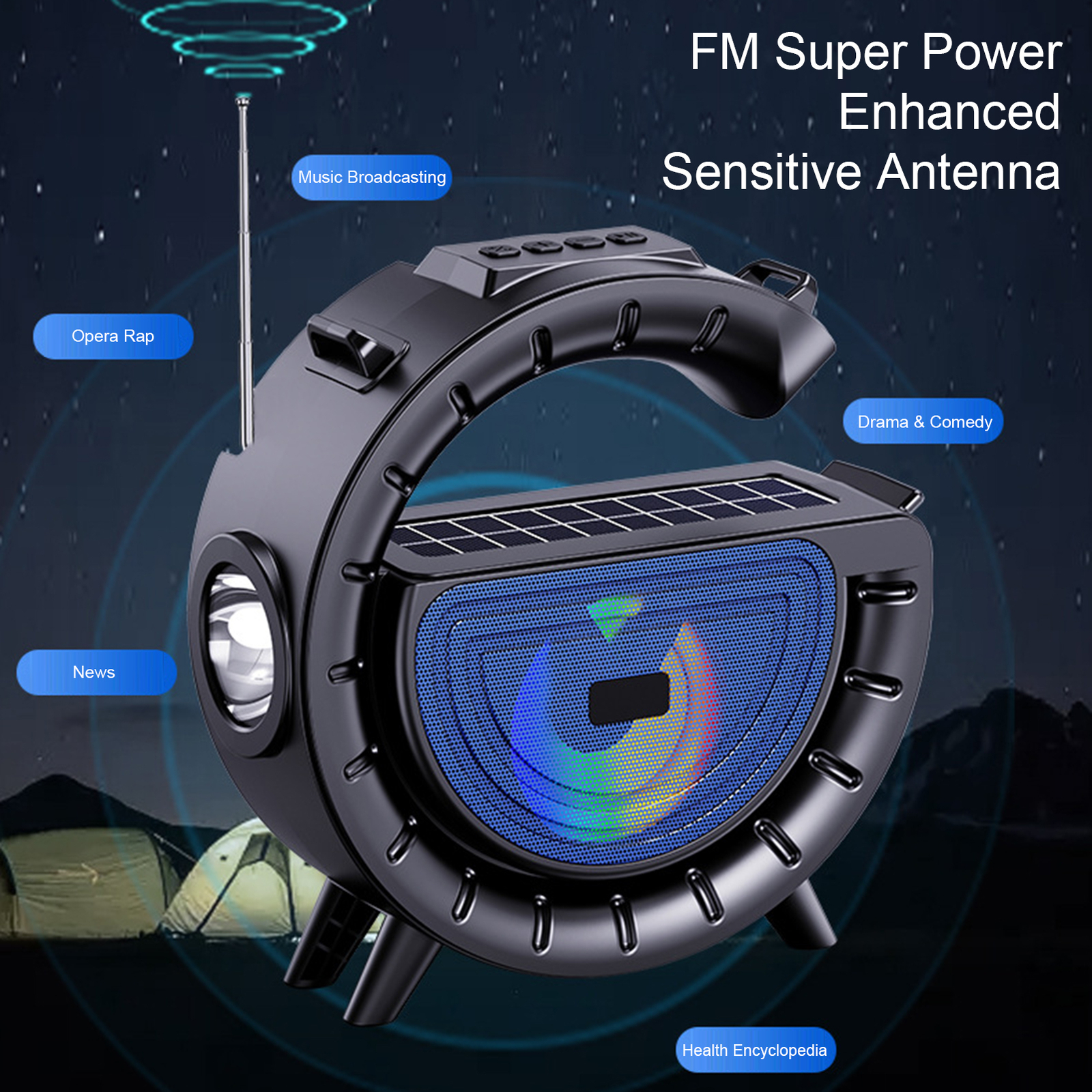 Solar Powered Outdoor Sound System Wireless Speaker Camping Music ...