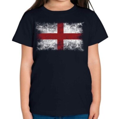 ENGLAND ST GEORGE DISTRESSED FLAG KIDS T-SHIRT TOP ENGLISH FOOTBALL ...