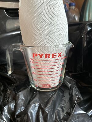 Vtg Pyrex 516 Clear Glass Measuring Cup Open L Handle Red Lettering 2 ...