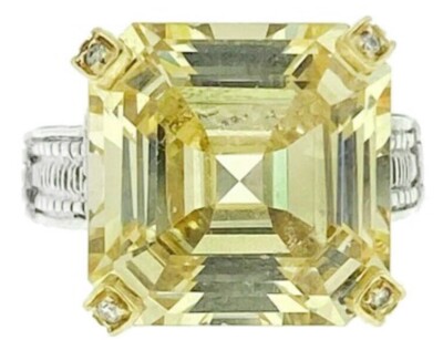 Judith Ripka Sterling Silver, Cocktail Ring Canary Stone, Gold and ...