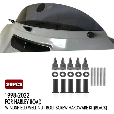 Black Windscreen Well Nut Bolt Screws Kit For Harley Touring Road Glide ...