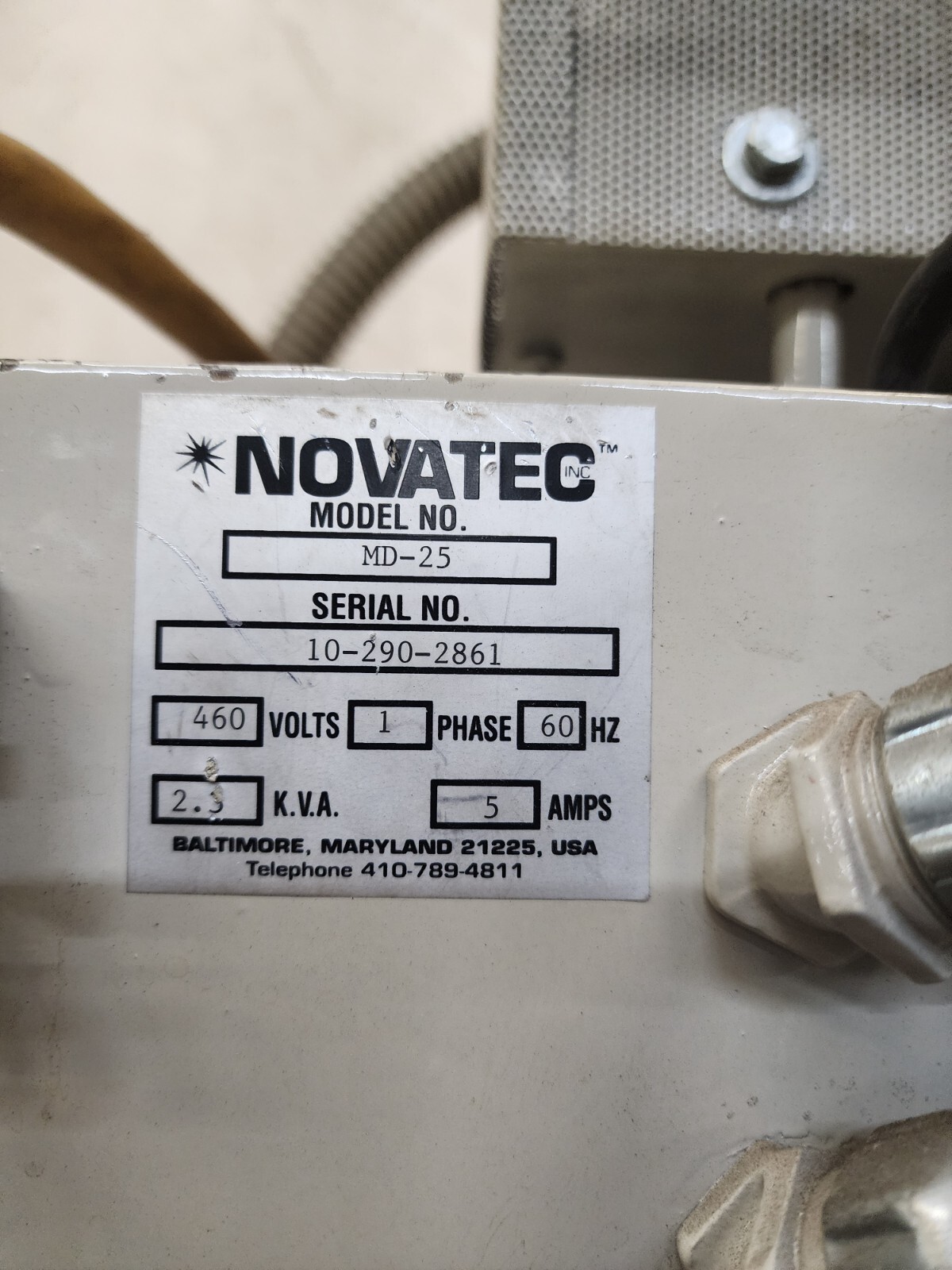NOVATEC DRYNG HOPER MD-25 30# CAPACITY 460V 1PH 60HZ 2.3KVA 5A | eBay