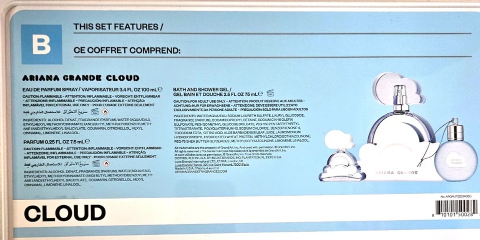 ARIANA GRANDA'S CLOUD 3 PC 100 ml EDP SPRAY PARFUM 7,5 ML Bath&Showe ...