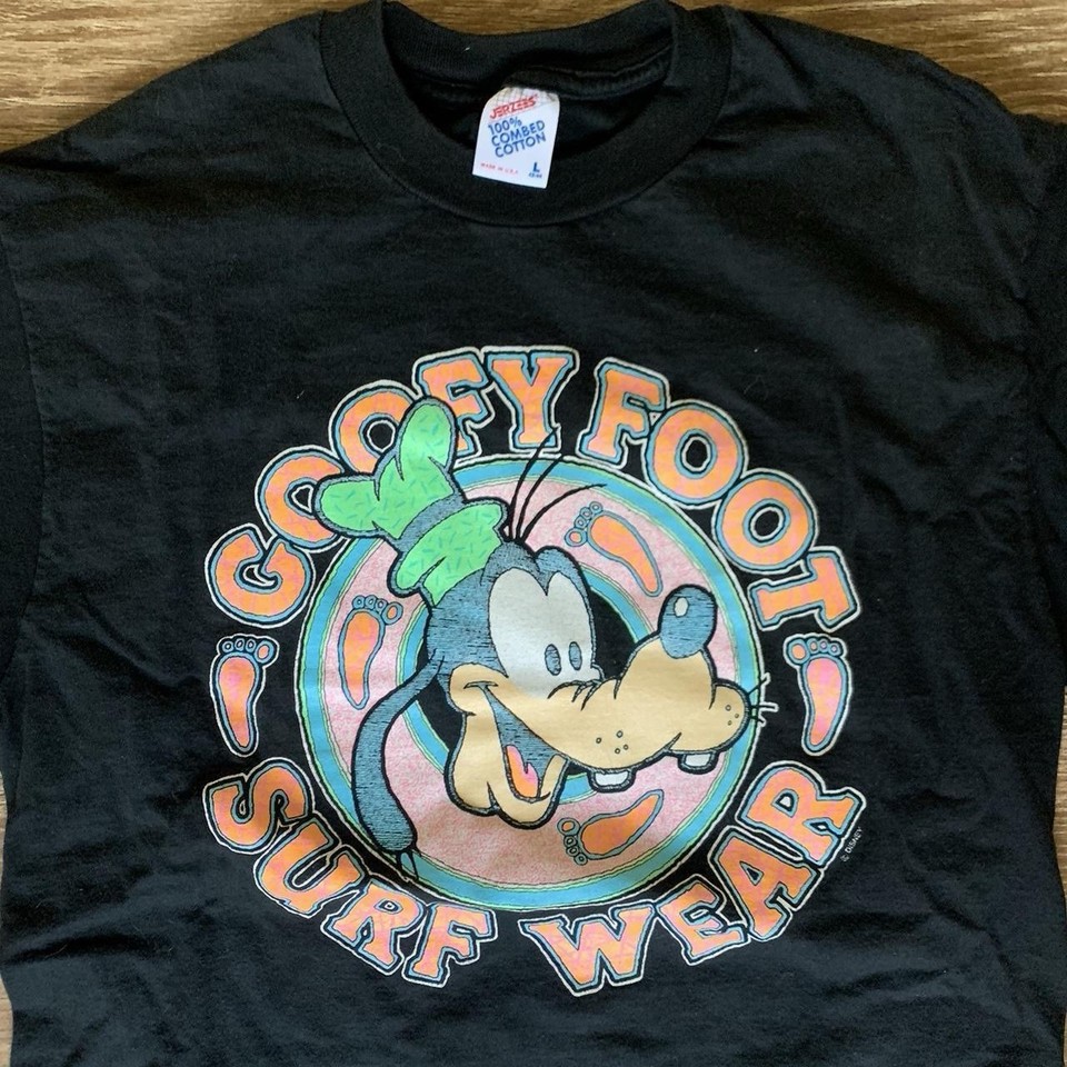 Vintage 90s Goofy Foot Surf Wear Disney Goofy Mens Sz L Black Made In ...