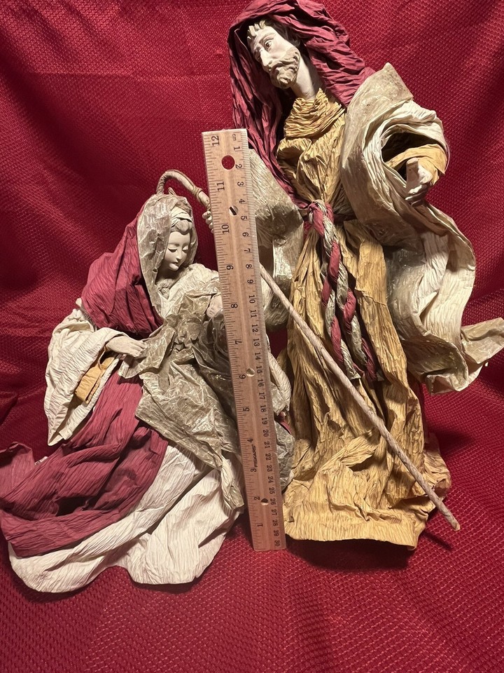 Nativity Figures Mary Jesus Joseph Paper Mache Old America Christmas | eBay