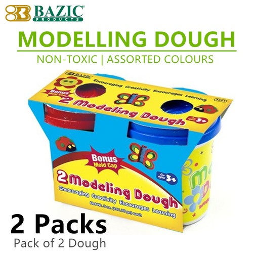 2x Pack of 2 Bazic Modelling Dough w/ Mold Cap Mould Kids Play Doh ...