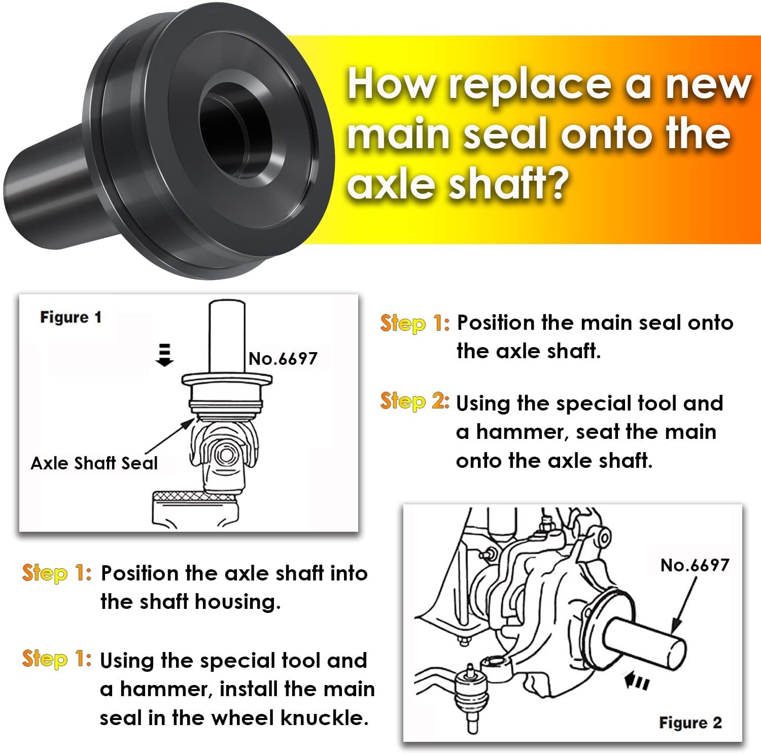 6697 Axle Shaft Seal Installer Tool For Ford 2005 to Current F-250 F ...