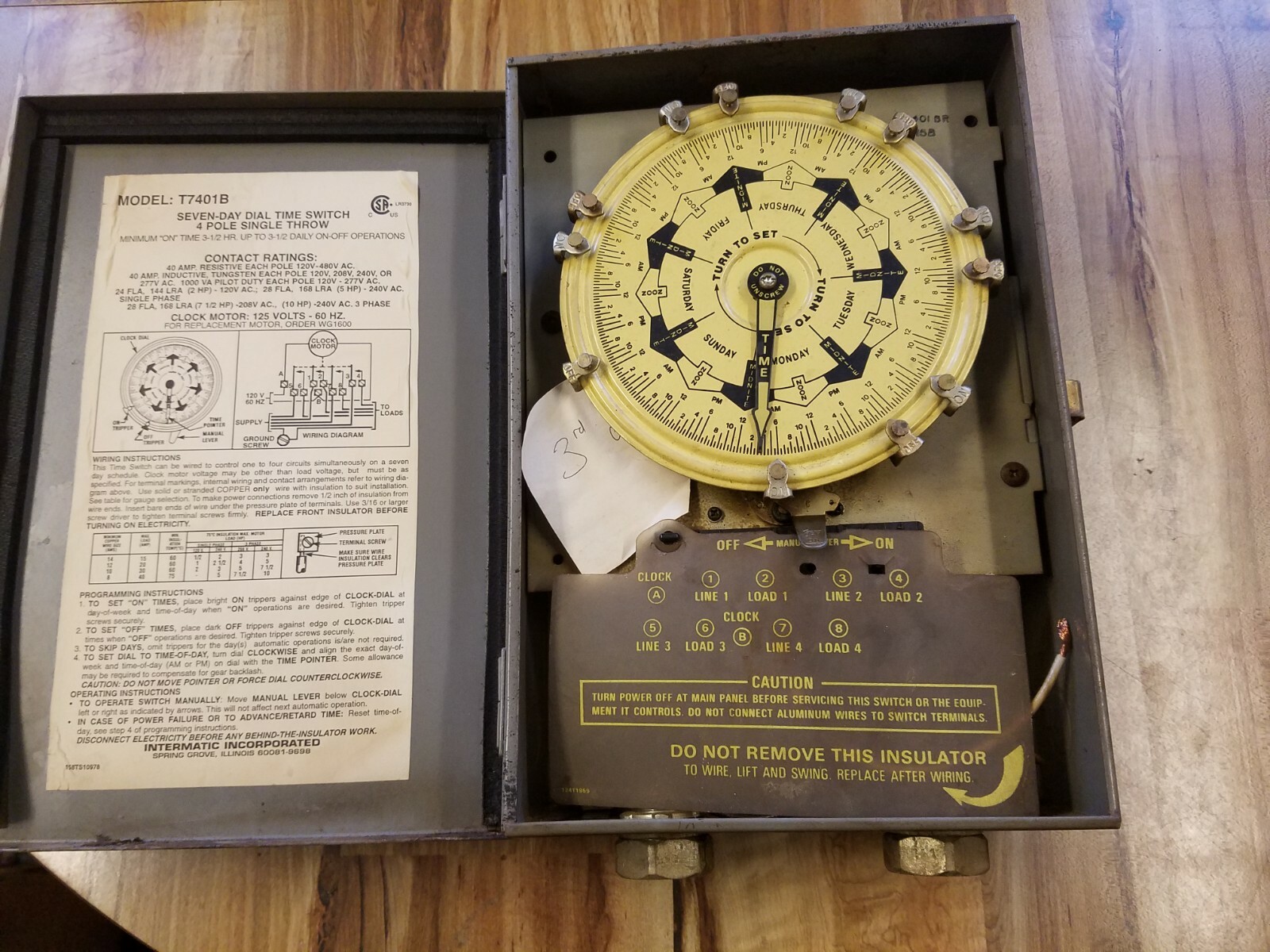 INTERMATIC 7-DAY DIAL TIME SWITCH 4-POLE SINGLE THROW T7401B | eBay