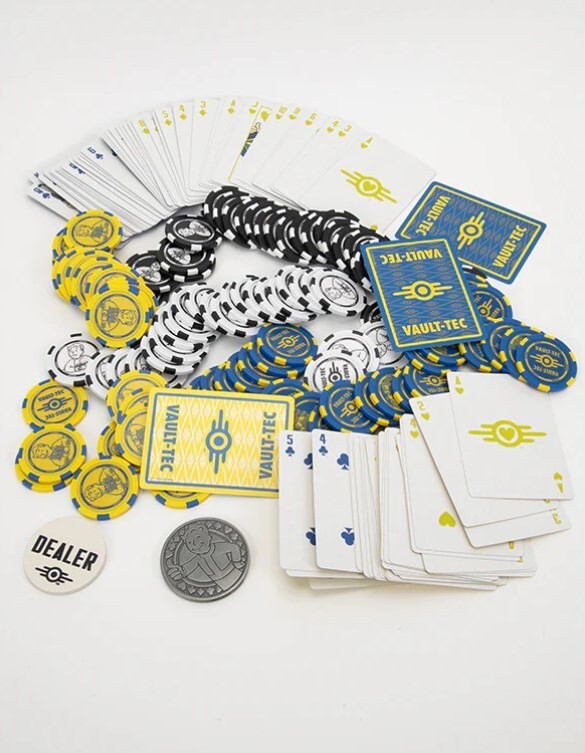 Fallout 4 76 New Vegas Vault Tec Chips Poker Set Playing Card Deck Set ...