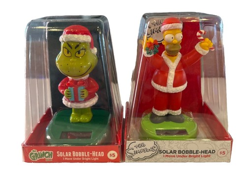 Lot Of 2 Ruz SOLAR BOBBLE HEAD- THE GRINCH & THE SIMPSONS BART gifts ...