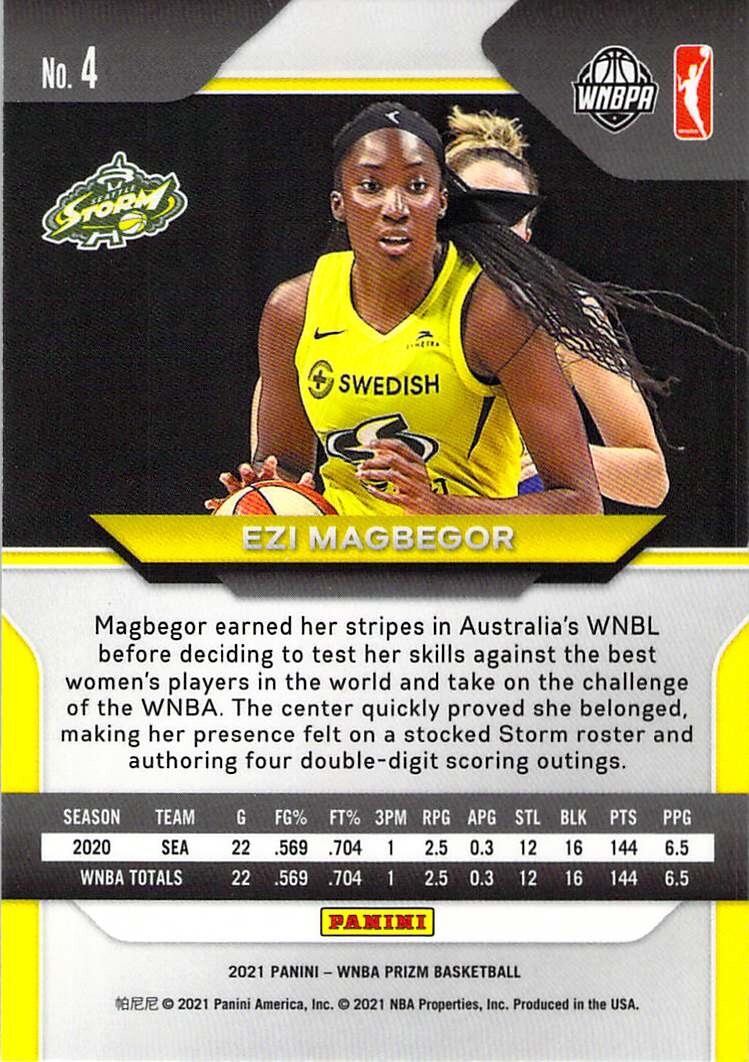 Ezi Magbegor 2021 Panini Prizm WNBA Basketball Chrome Base Card #4 ...