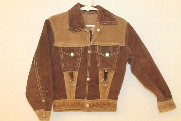 1990s Vintage Chevignon Denim Green Pig Suede Jacket Green