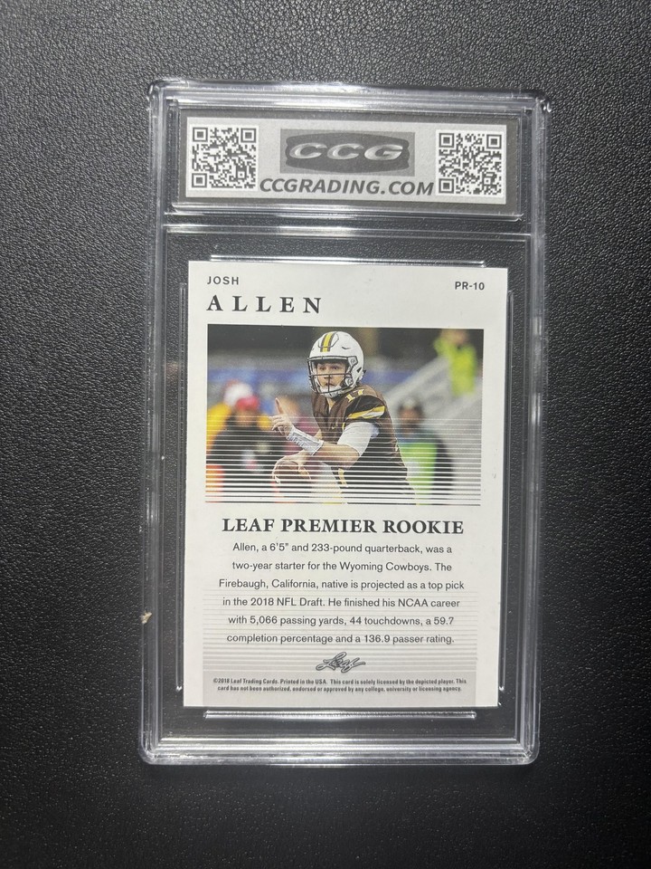 Josh Allen 2018 Leaf Premier Rookie CCG 10 RC | eBay