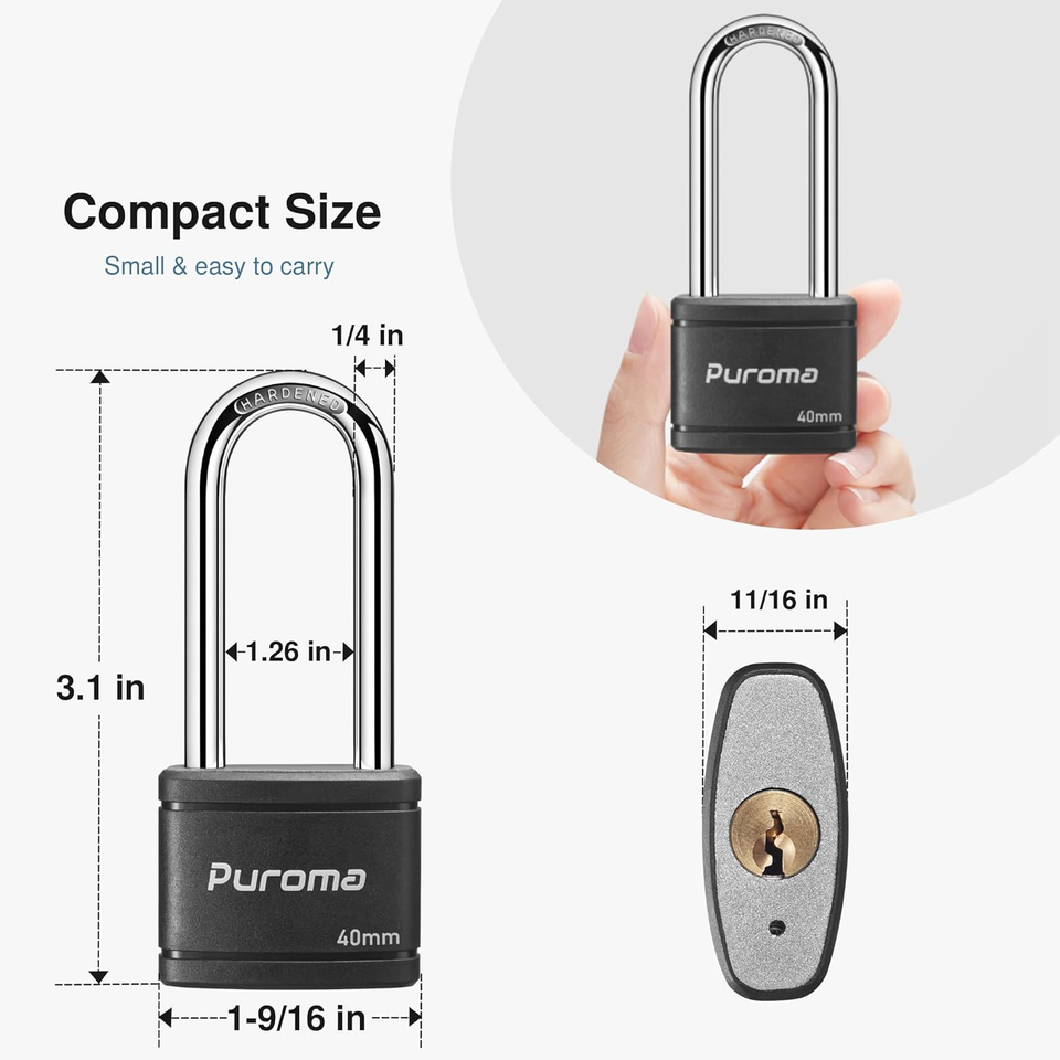 2 Pack Keyed Padlock with 3 Keys, 2.5 Inch Locker Lock 40mm Heavy-Duty ...