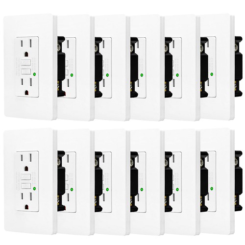 GFCI Outlet 15 Amp GFI Receptacle Non-TR/WR w/Plate Residential ...
