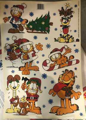 Vintage Garfield and Odie Christmas Window Clings | eBay