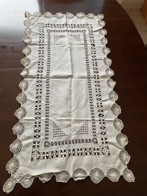 Vintage Intricate Handmade White Lace Table Runner Doily Communion ...