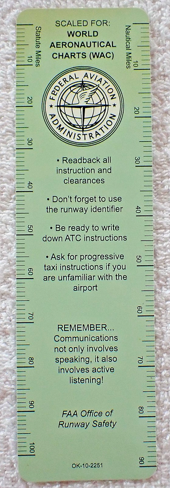 Flight Planning Scale Ruler World Aeronautical+Sectional Chart Statute ...