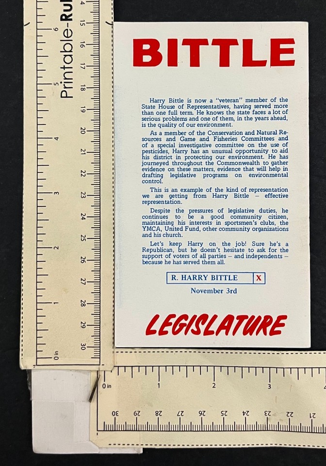 1970s Vote R Harry Bittle Pennsylvania Legislature HR Rep VTG Political ...