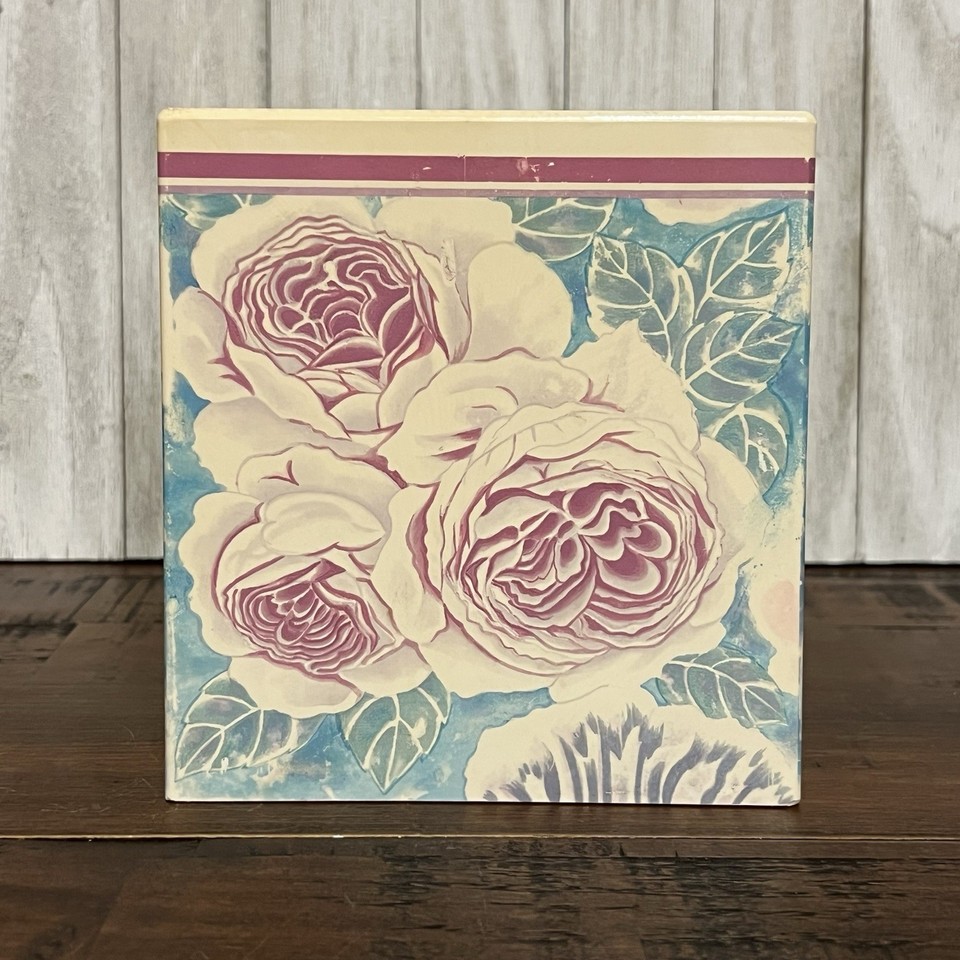 Vintage 80s - Pastel Pink Purple Blue Floral Roses Plastic Tissue Box ...