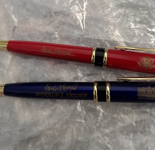TRUMP 2 Pens EAGLE SEAL & WHITE HOUSE PEN SIGNATURE + LANYARD ...